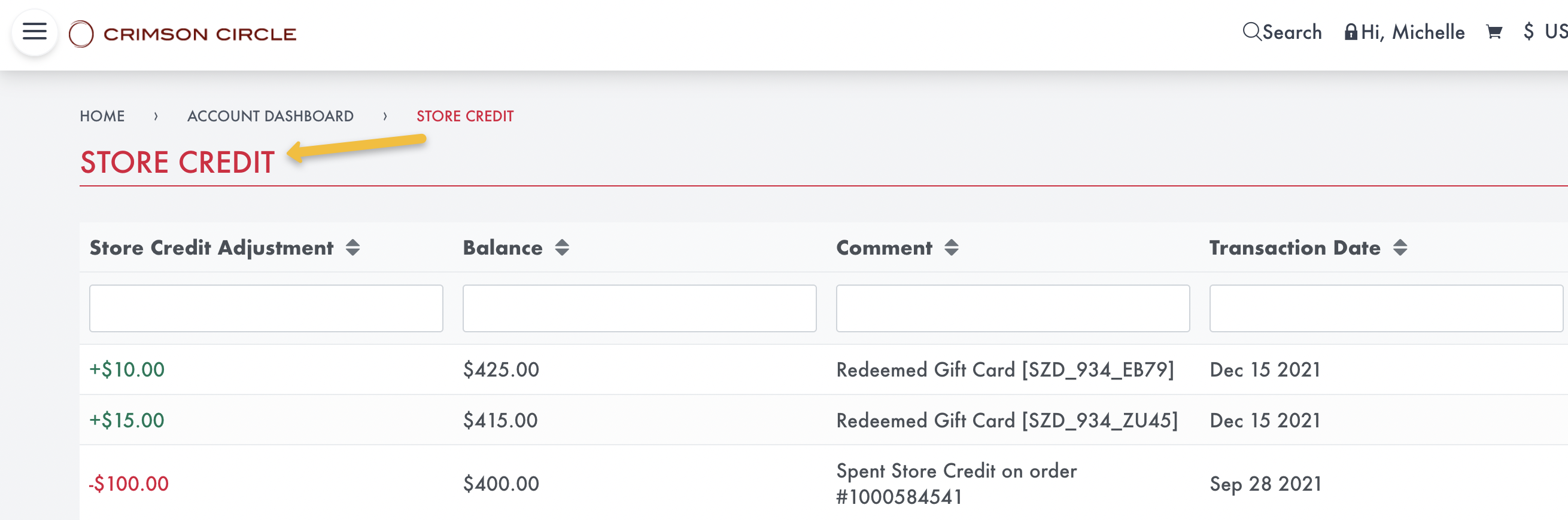 How do I know how much Store Credit I have left? – Crimson Circle ...